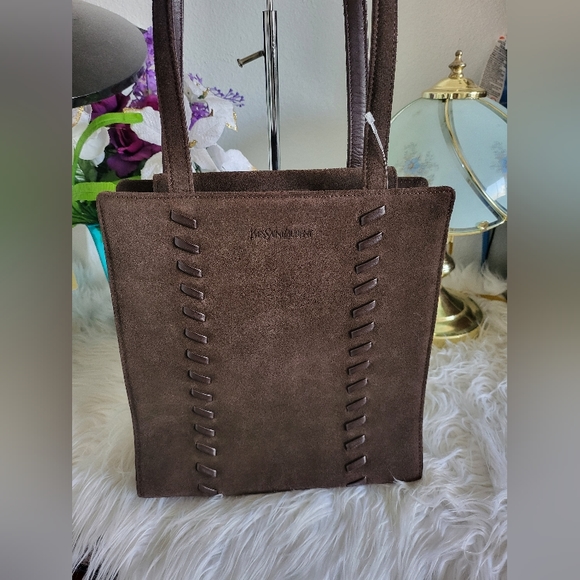 Yves Saint Laurent | Bags | Yves Saint Laurent Ysl Brown Suede Leather ...